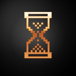 Black hourglass pixel with flowing sand icon Vector Image