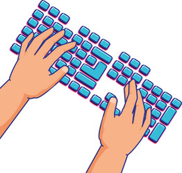 Hands using computer keyboard hardware Royalty Free Vector