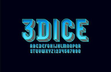3d modern font trendy blue alphabet condensed Vector Image