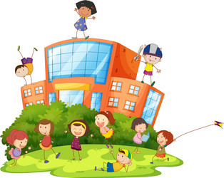 Children playing in the school playground Vector Image