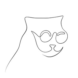 Continuous drawing of lines line art cat head Vector Image