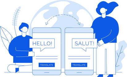 Flat line translation design concept Royalty Free Vector