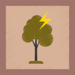 Flat shading style icon lightning tree Royalty Free Vector