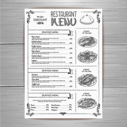 Hand drawing restaurant menu design Royalty Free Vector