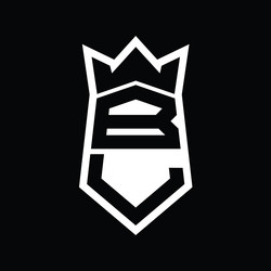 Bl logo monogram hexagon shield shape up and down Vector Image