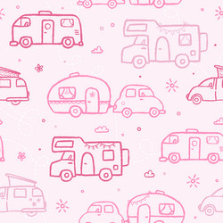 Cute doodle camper vans caravans and motorhomes Vector Image