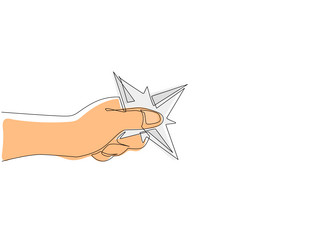 Continuous one line drawing hand holding blade Vector Image