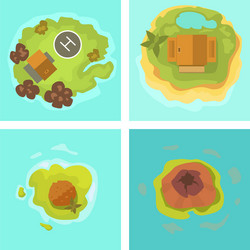 Cartoon tropical exotic island in ocean top view Vector Image