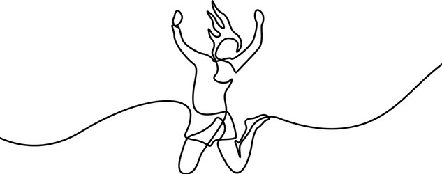 Continuous line drawing girl jumping for happy Vector Image