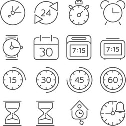 Icons line set round thin Royalty Free Vector Image