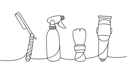 Barber shop one line continuous drawing Royalty Free Vector