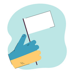 Hand holding white flag flat Royalty Free Vector Image