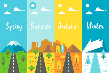 4 seasons park flat design set Royalty Free Vector Image