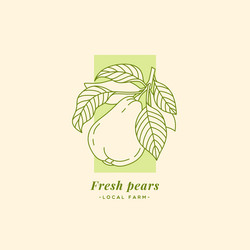 Pear pineapple labels vertical sketch Royalty Free Vector