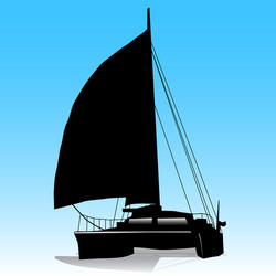 Catamaran sailboat monochrome Royalty Free Vector Image