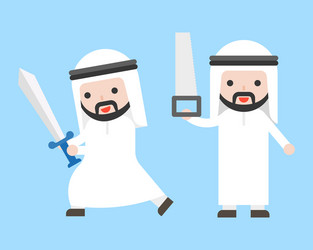 Angry arab with sword Royalty Free Vector Image