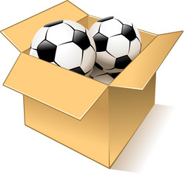 Soccer ball in a box isolated over white Vector Image