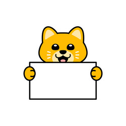 Cute tabby cat holding a blank sign Royalty Free Vector