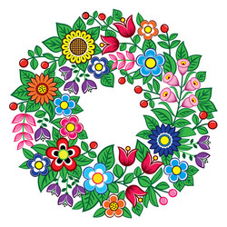 Polish floral folk art square frame design Vector Image