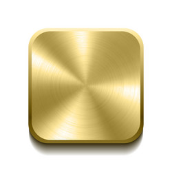 Glass square button with round corners and golden Vector Image