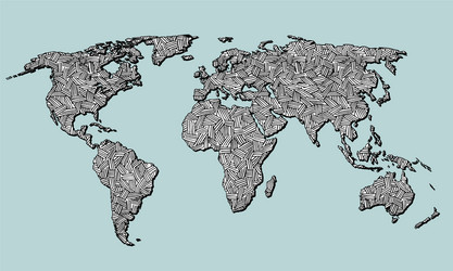 Doodle world map sketch planet earth Royalty Free Vector