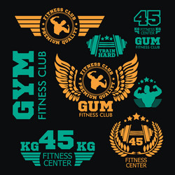 Set Bodybuilding Stickers Vector Images (over 220)