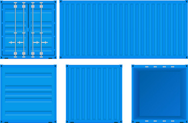 Blue shipping container side view Royalty Free Vector Image