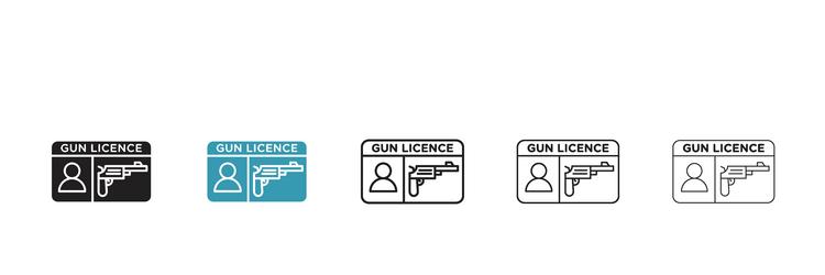 Gun license icon set permit pistol safety symbol Vector Image