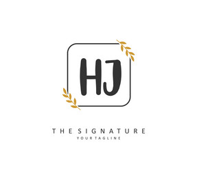 Hj initial letter handwriting and signature logo Vector Image