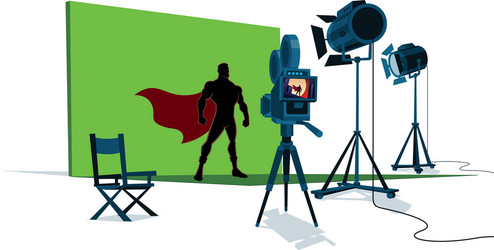 Actor filming superhero action movie cartoon Vector Image