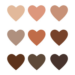 Different hearts with skin color diversity black Vector Image