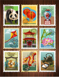 Set of postage stamps on the travel theme Vector Image