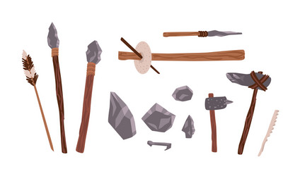 Cartoon stone age tools Royalty Free Vector Image
