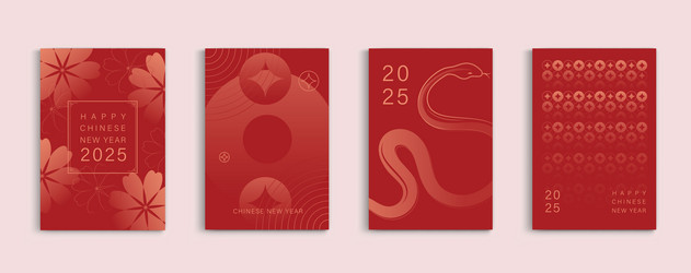 Happy chinese new year 2025 set of greeting cards Vector Image