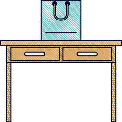 Desk table with drawers front view and desktop Vector Image