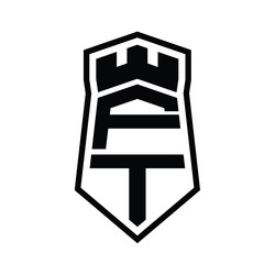 Ft letter logo monogram hexagon shield shape Vector Image