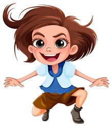Jumping girl cartoon character Royalty Free Vector Image