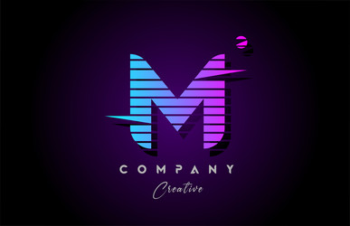 Pink letter m alphabet logo icon with line design Vector Image