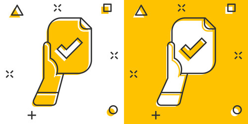 People hand with check mark icon in comic style Vector Image