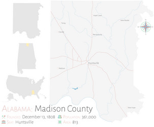 Map madison county in alabama Royalty Free Vector Image