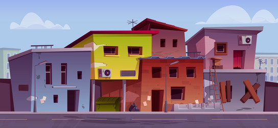 Poor abandoned houses in ghetto district Vector Image