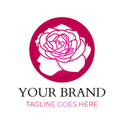Rose flower brand logo design round pink and red Vector Image