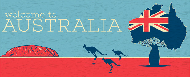 Welcome to australia vintage poster Royalty Free Vector