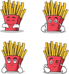 Praying face french fries cartoon character Vector Image