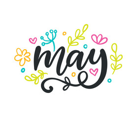 Spring word handwritten with elegant cursive Vector Image