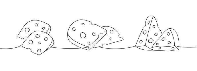 Set of cheese products one line continuous drawing