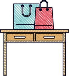 Desk table with drawers front view and desktop Vector Image