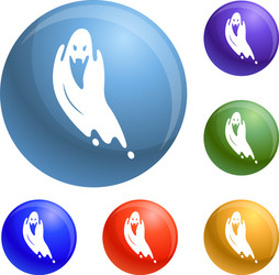 Ghost icons set cartoon spooky spirit Royalty Free Vector