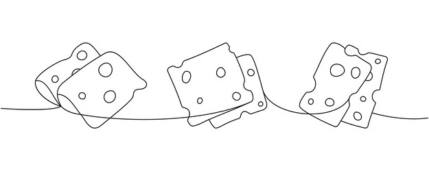 Set of cheese products one line continuous drawing