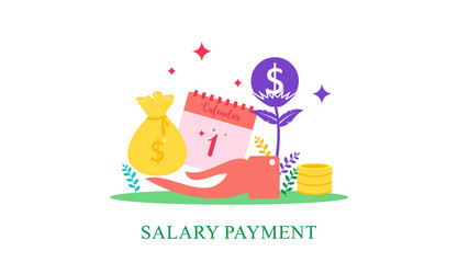 Salary payment flat design banner log Royalty Free Vector